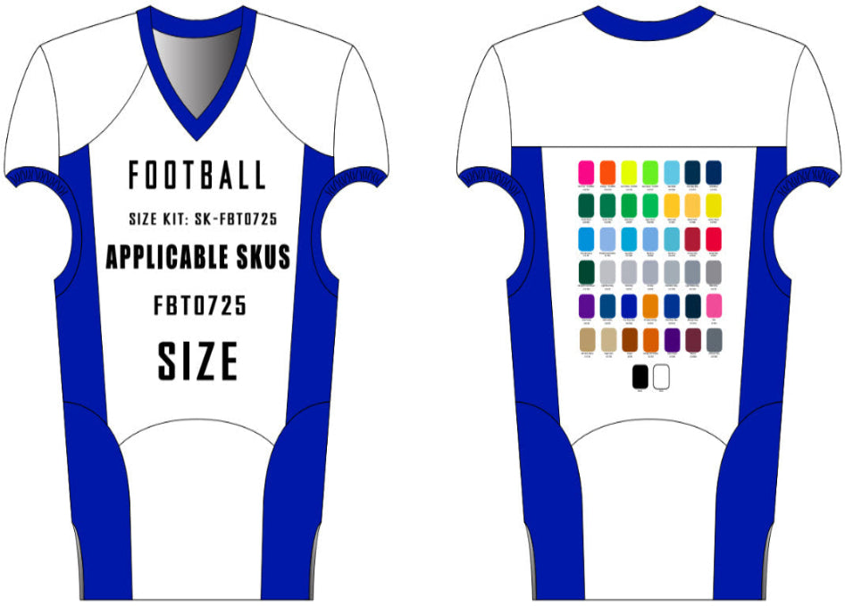 GameBreaker Football Jersey Size Samples - Tier One Apparel